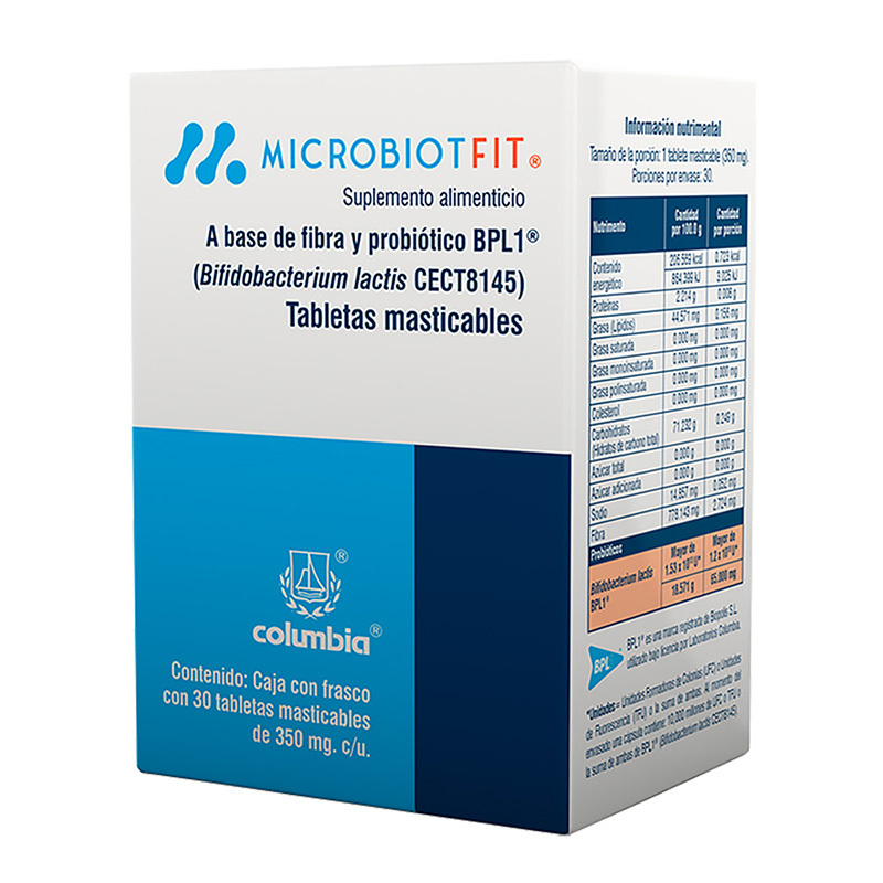 Suplemento Alimenticio Microbiot Fit Probiótico BPL1 30 Tabletas Masticables | Club Presalud